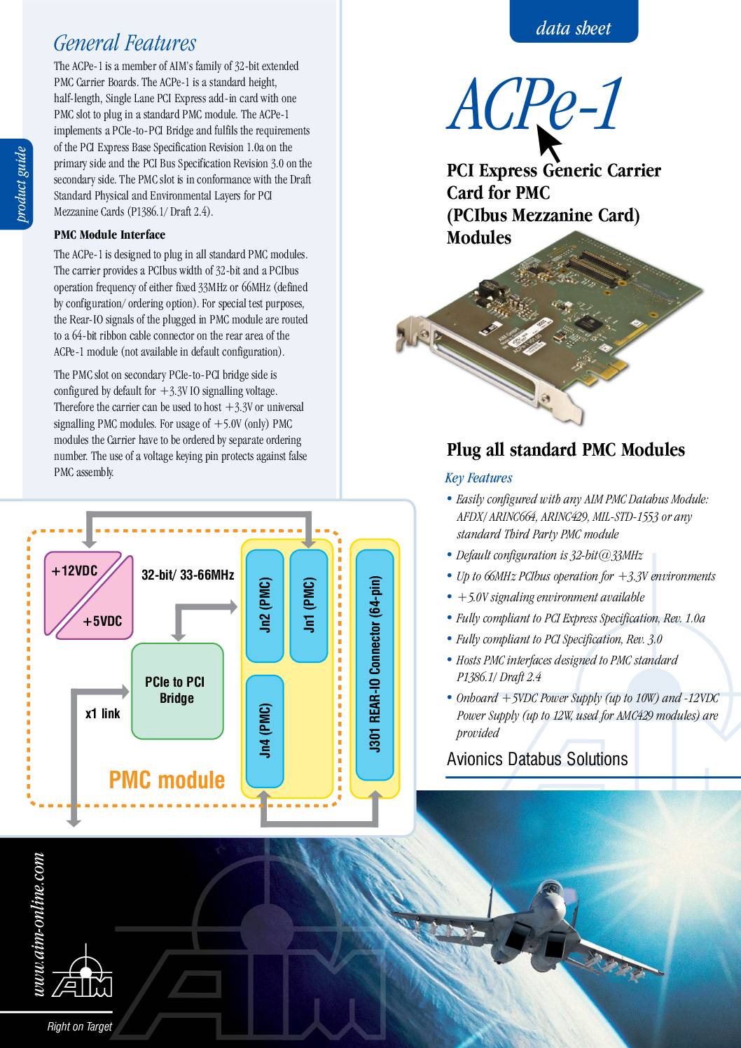 ACPe-1 PMC Carrier Card for PCIe with 1 PMC Slot - AIM Online - Carrier