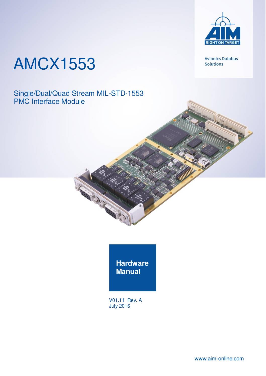 AMCX1553-x MIL-STD-1553 PMC Card - AIM Online - 1553