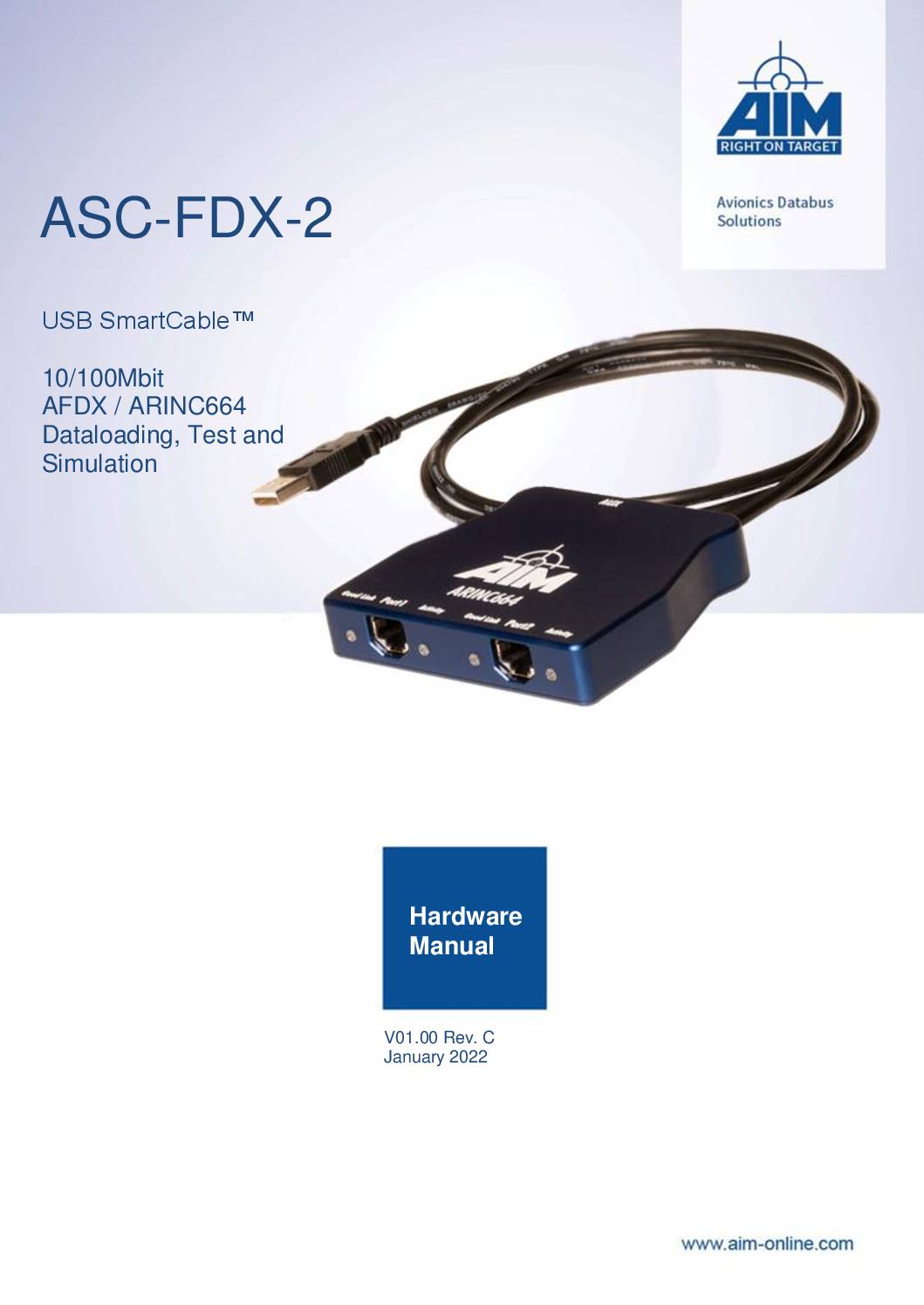 ASC-FDX-2 USB2.0 SmartCable for AFDX/ARINC664P7 - AIM Online