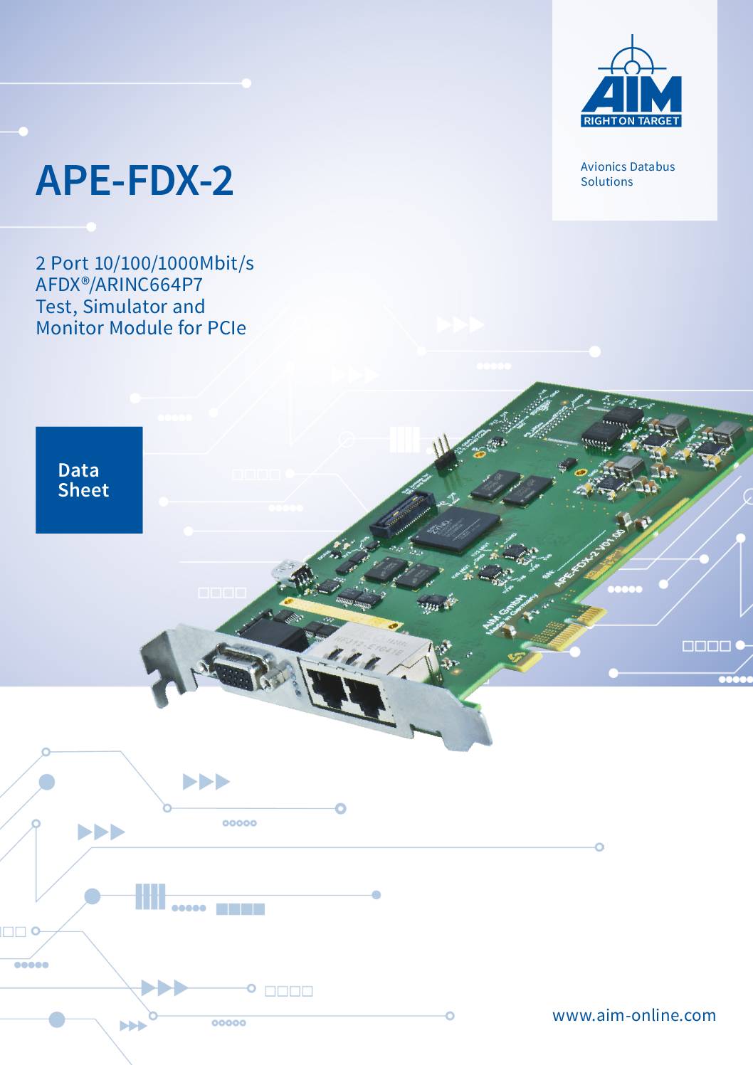 APE-FDX-2 AFDX/ARINC664P7 Card for PCIe - AIM Online - AFDX